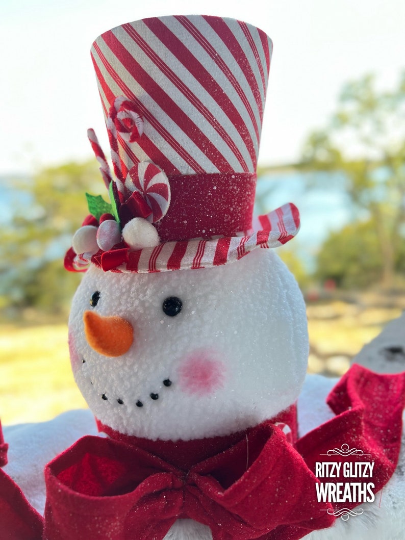 RAZ Snowman Tree Topper Peppermint Snowman by Ritzy Glitzy - Etsy