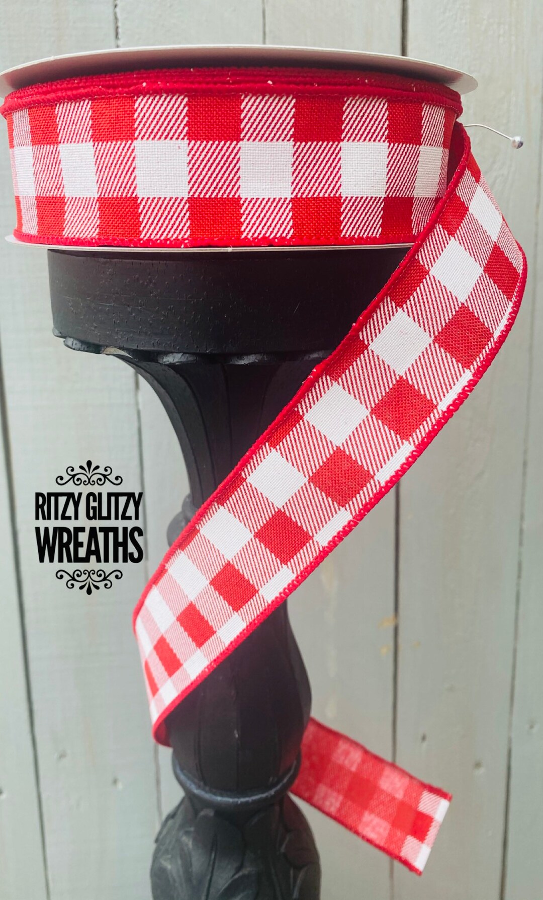 Red Gingham Ribbon 1.5” Gingham Ribbon, Wired Ribbon, Farmhouse Ribbon ...