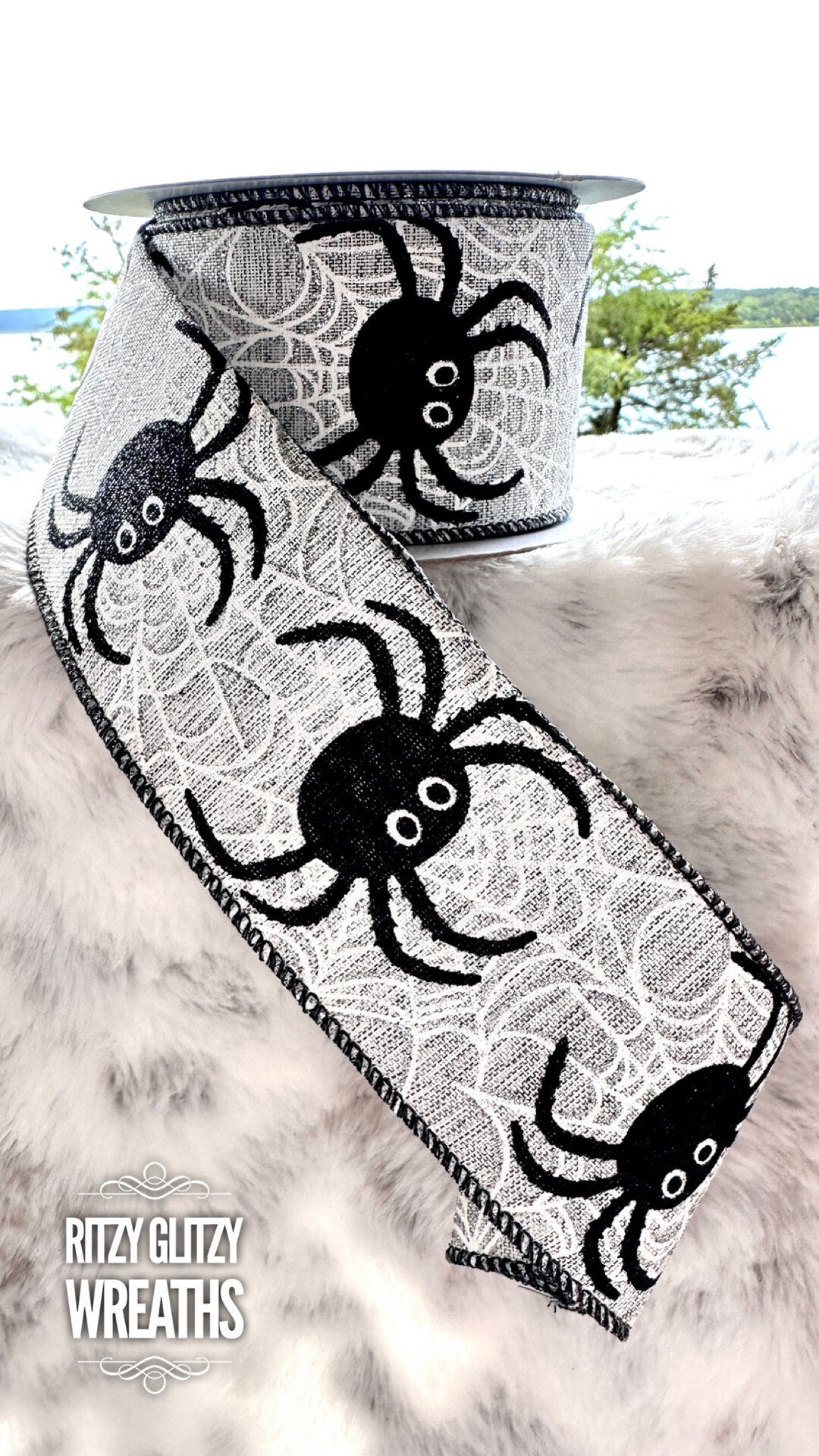 Spider Ribbon, Halloween Spider Ribbon, Gray Spider Ribbon - Etsy