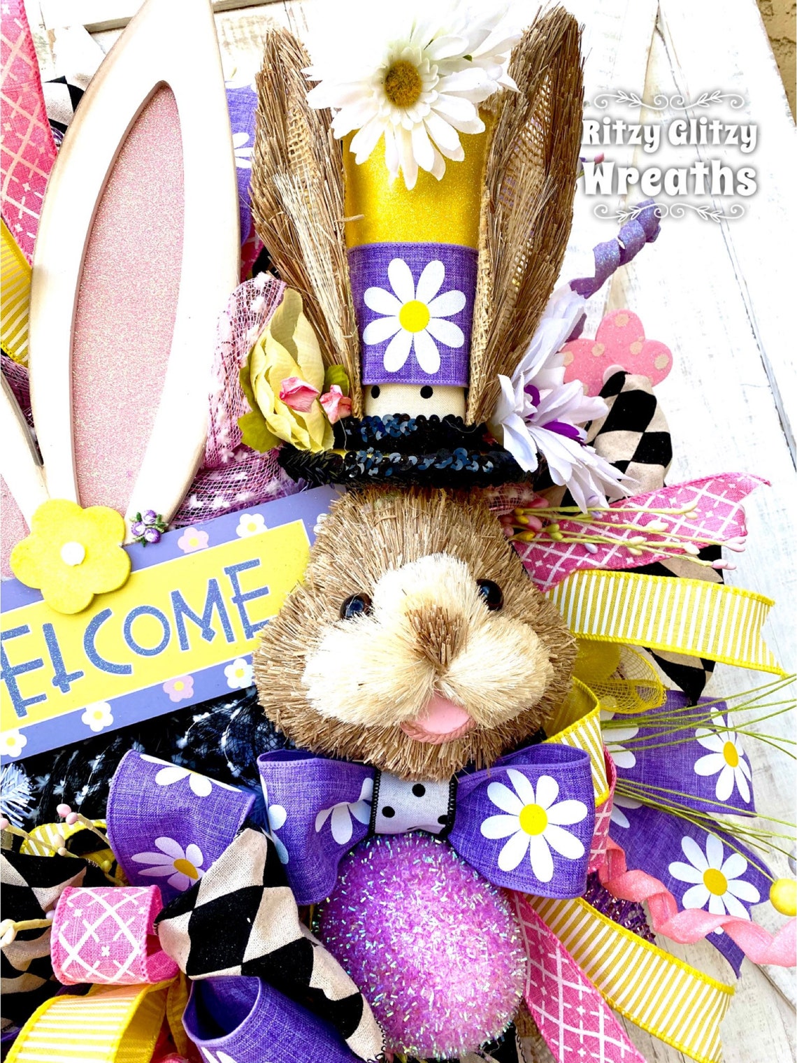 Easter Bunny Wreath Easter Bunny Door Wreaths Easter Wreaths - Etsy