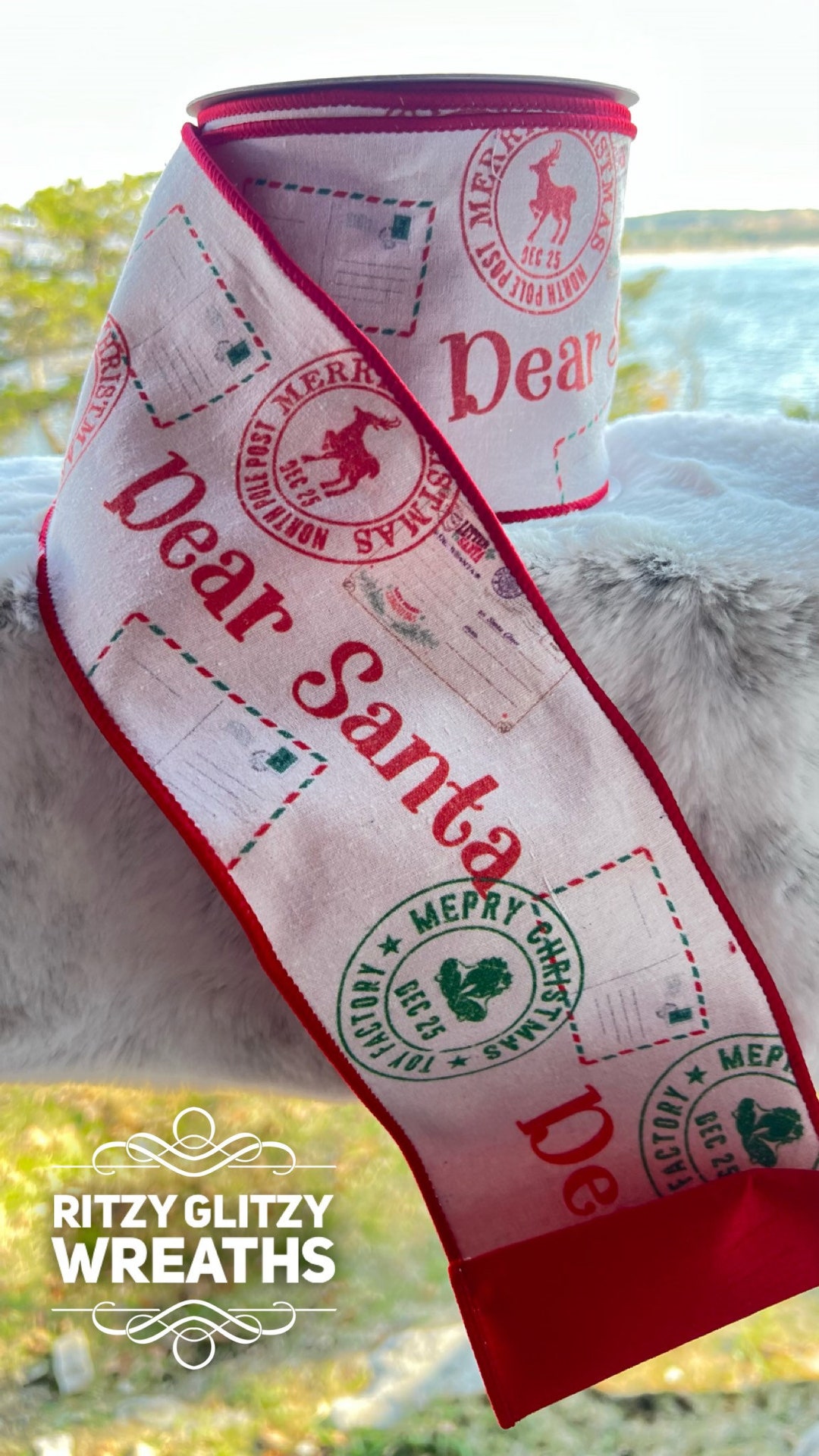 Dear Santa Ribbon, Merry Christmas Ribbon, Postage Ribbon, Holiday ...