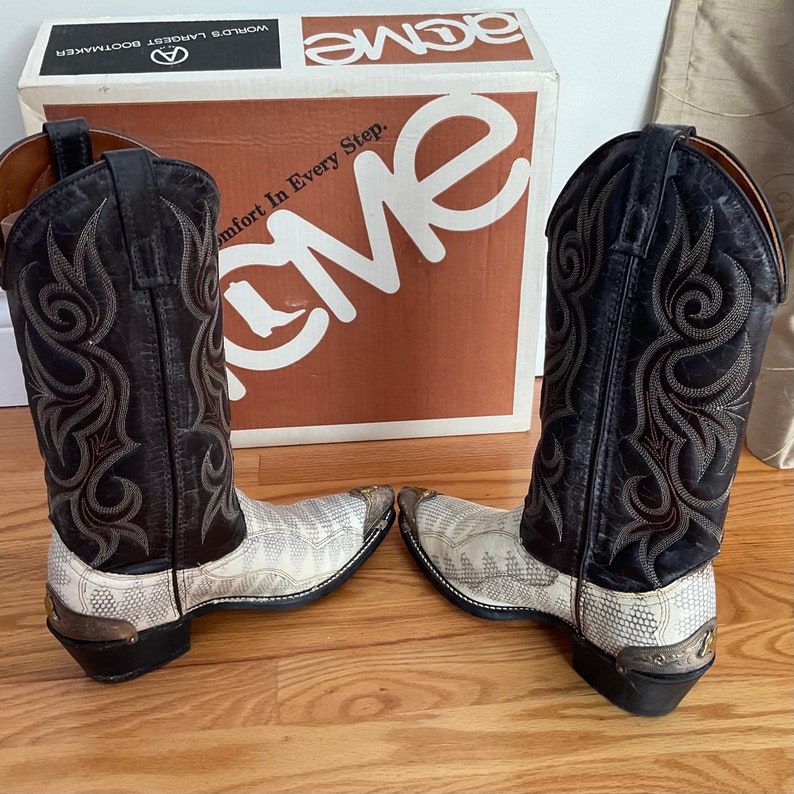Vintage Acme White Sea Snake Cowboy Boots Pointed Toe 6093 - Etsy