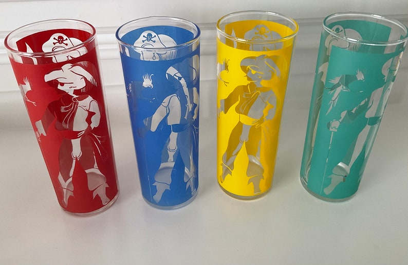 Vintage 1960s Set of 4 Rare Tom Collins High Ball Pirates - Etsy