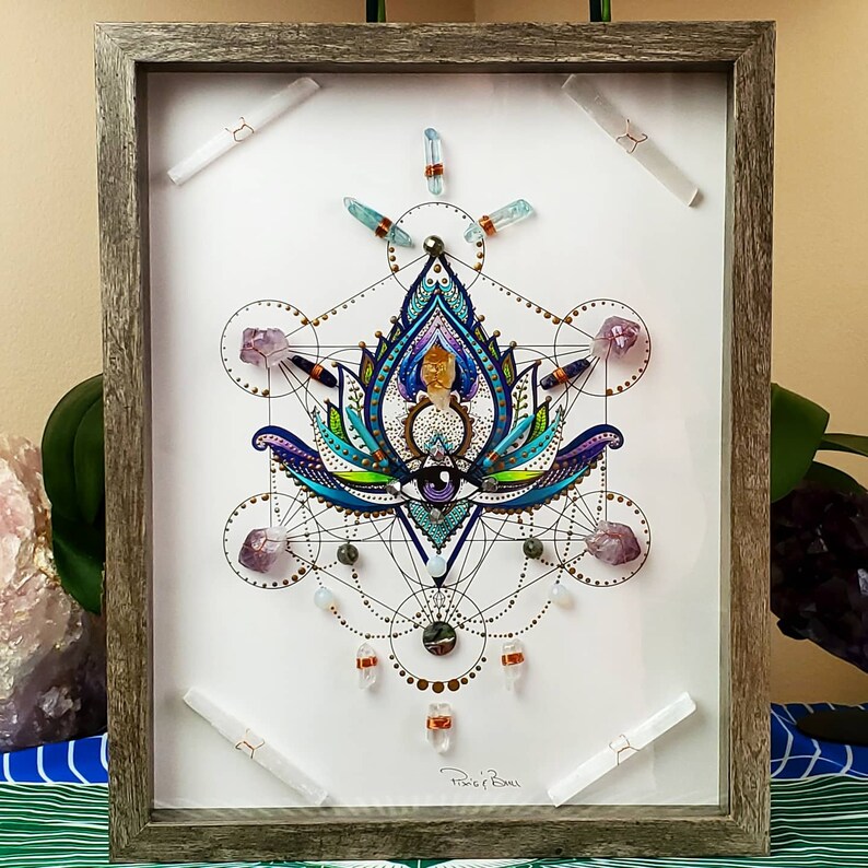 Sacred geometry art crystal grid crystal art framed crystal | Etsy