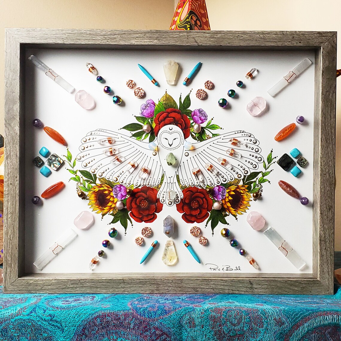 Crystal Art Framed Crystal Art Owl Art Owl Crystal Grid - Etsy