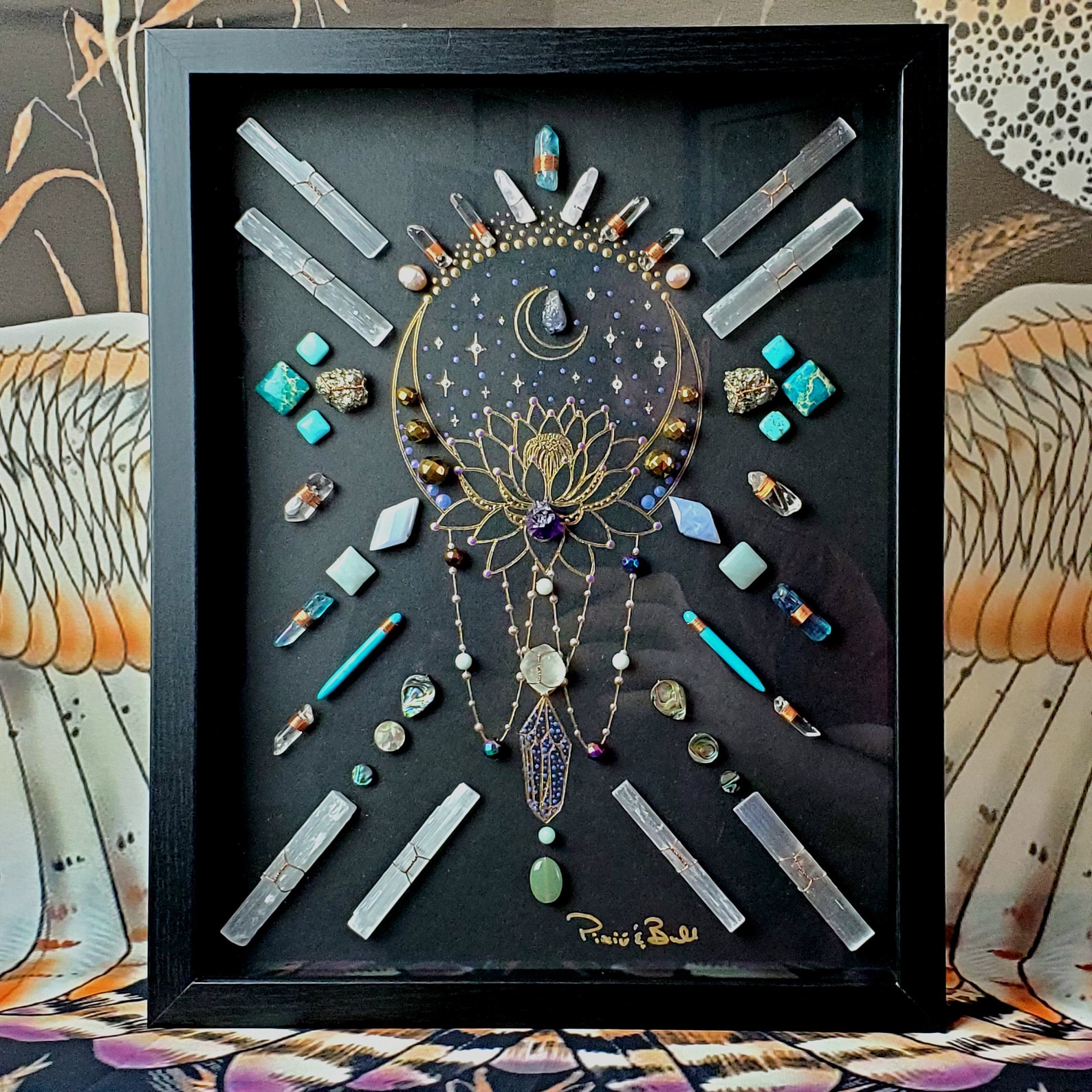 Crystal Grid Crystal Art Framed Crystal Art Energy Infused - Etsy