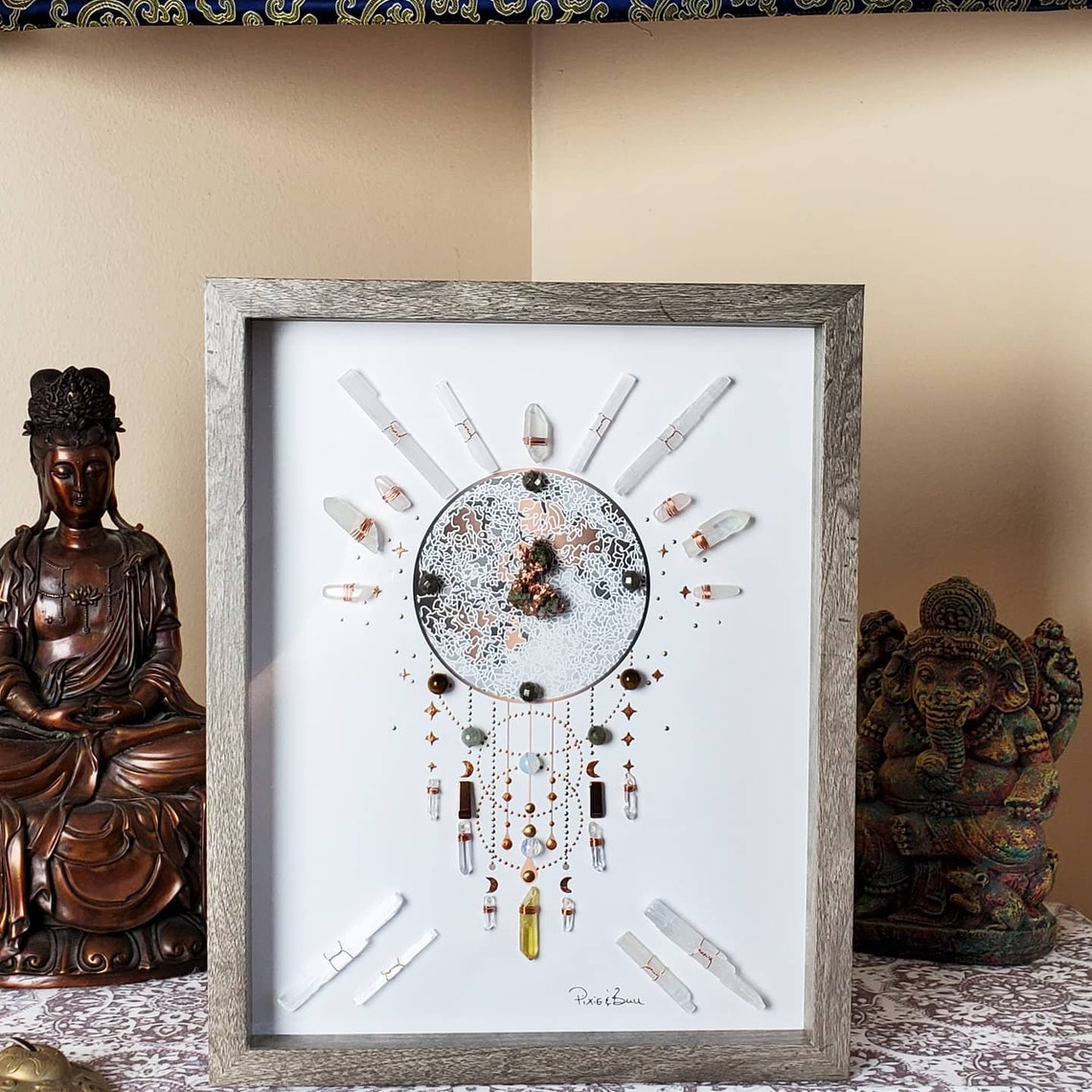 Moon Art Crystal Grid Crystal Art Framed Crystal Art | Etsy