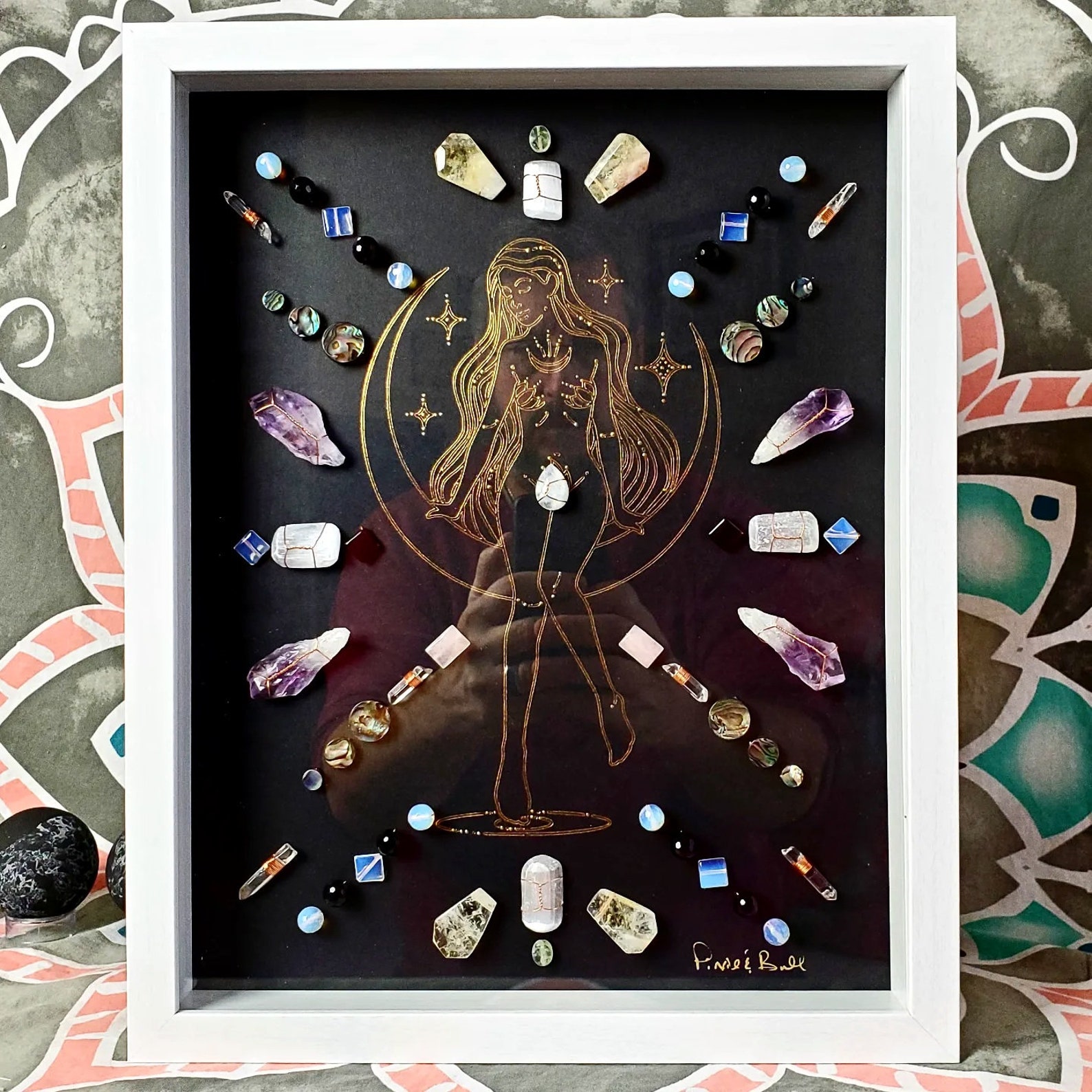 Moon Art Crystal Grid Crystal Art Framed Crystal Art - Etsy
