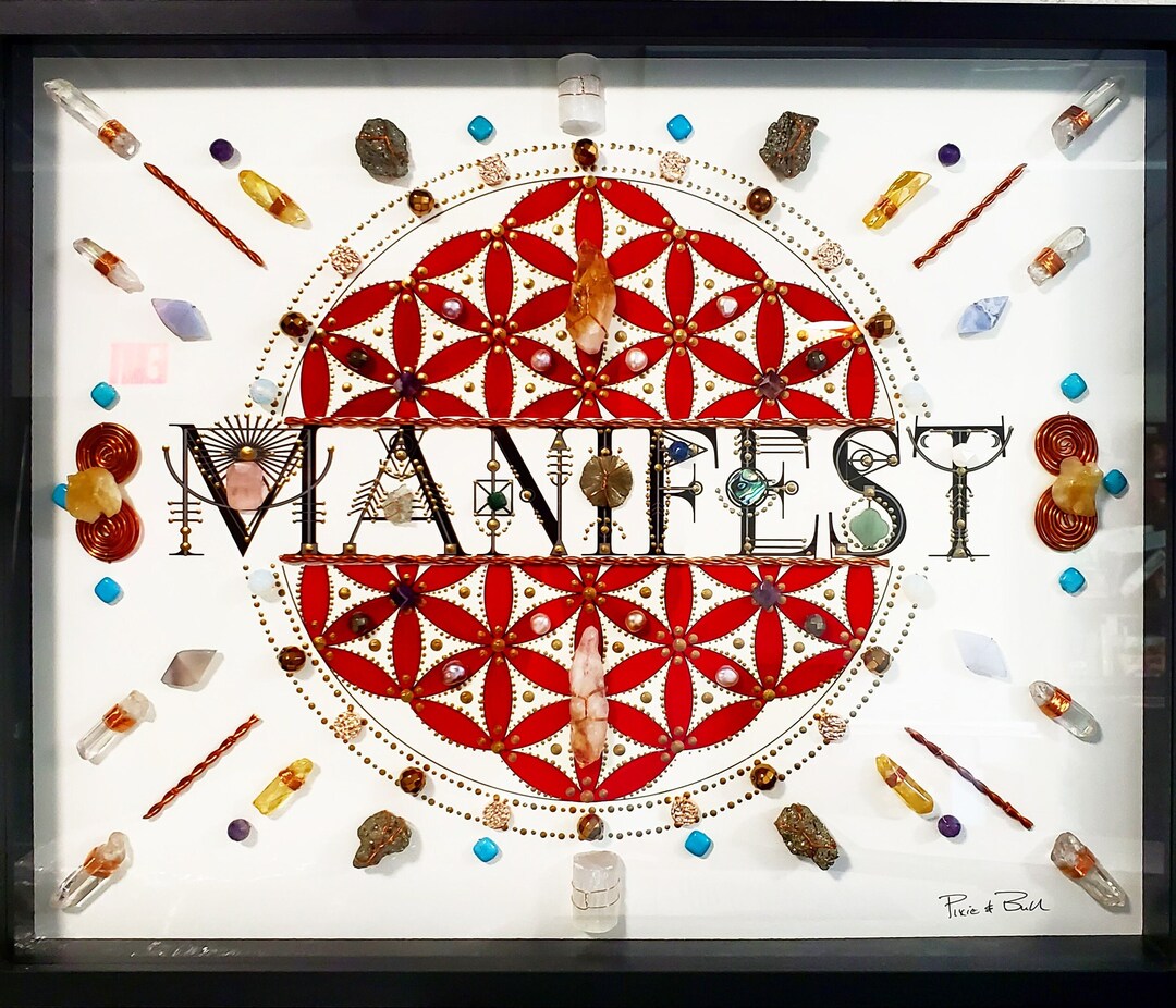 Manifest, Crystal Grid, Crystal Art, Framed Crystal Art, House Warming ...