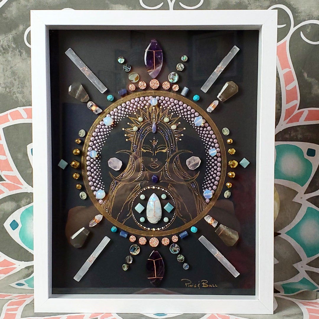 Moon Art, Crystal Grid, Crystal Art, Framed Crystal Art, Dreamcatcher ...