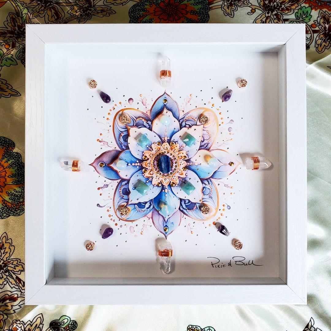 Crystal Art, Framed Crystal Art, Boho Art, Energy Infused Art, Crystal ...