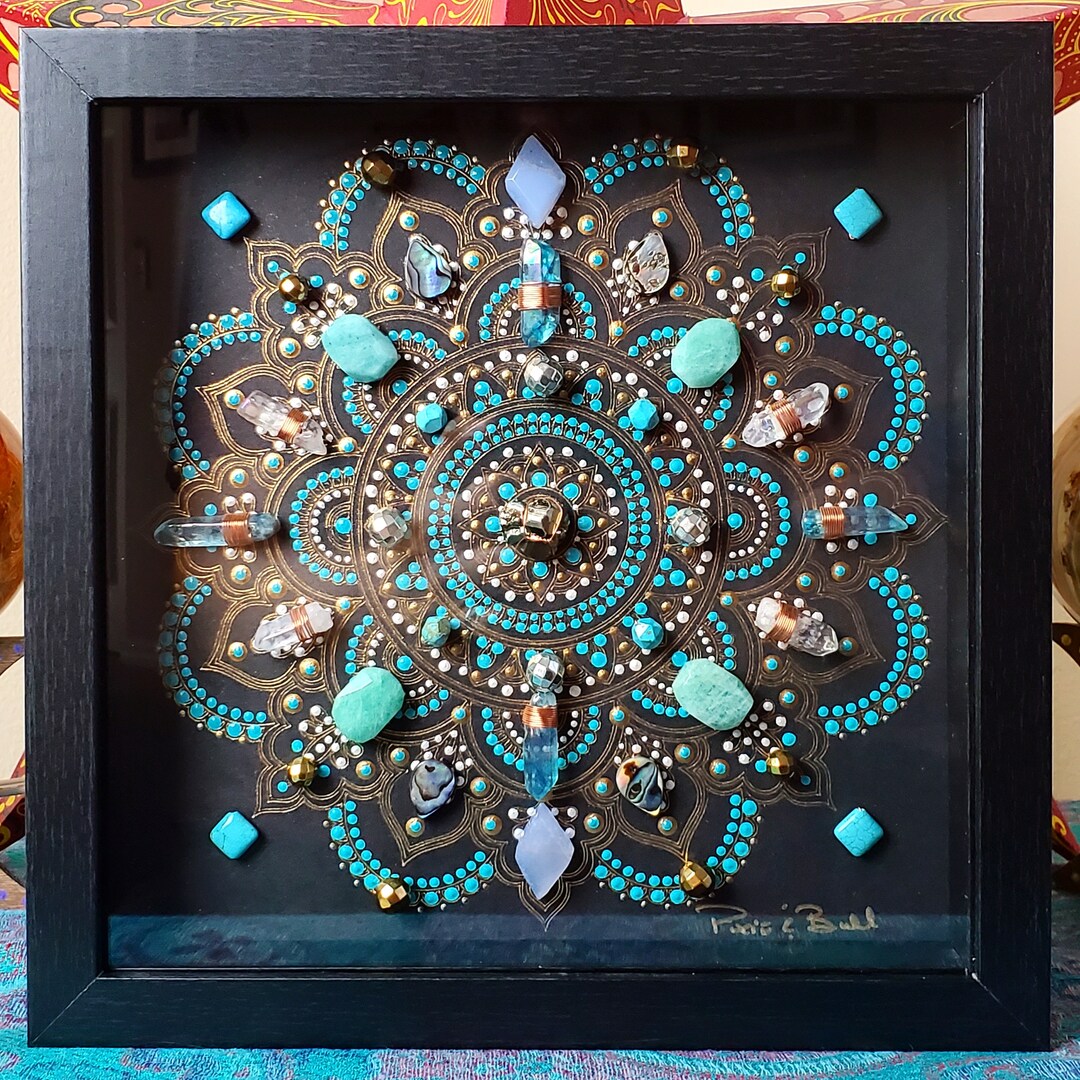 Handmade Framed Crystal Grid Art, Mandala, Energy Infused, Framed ...