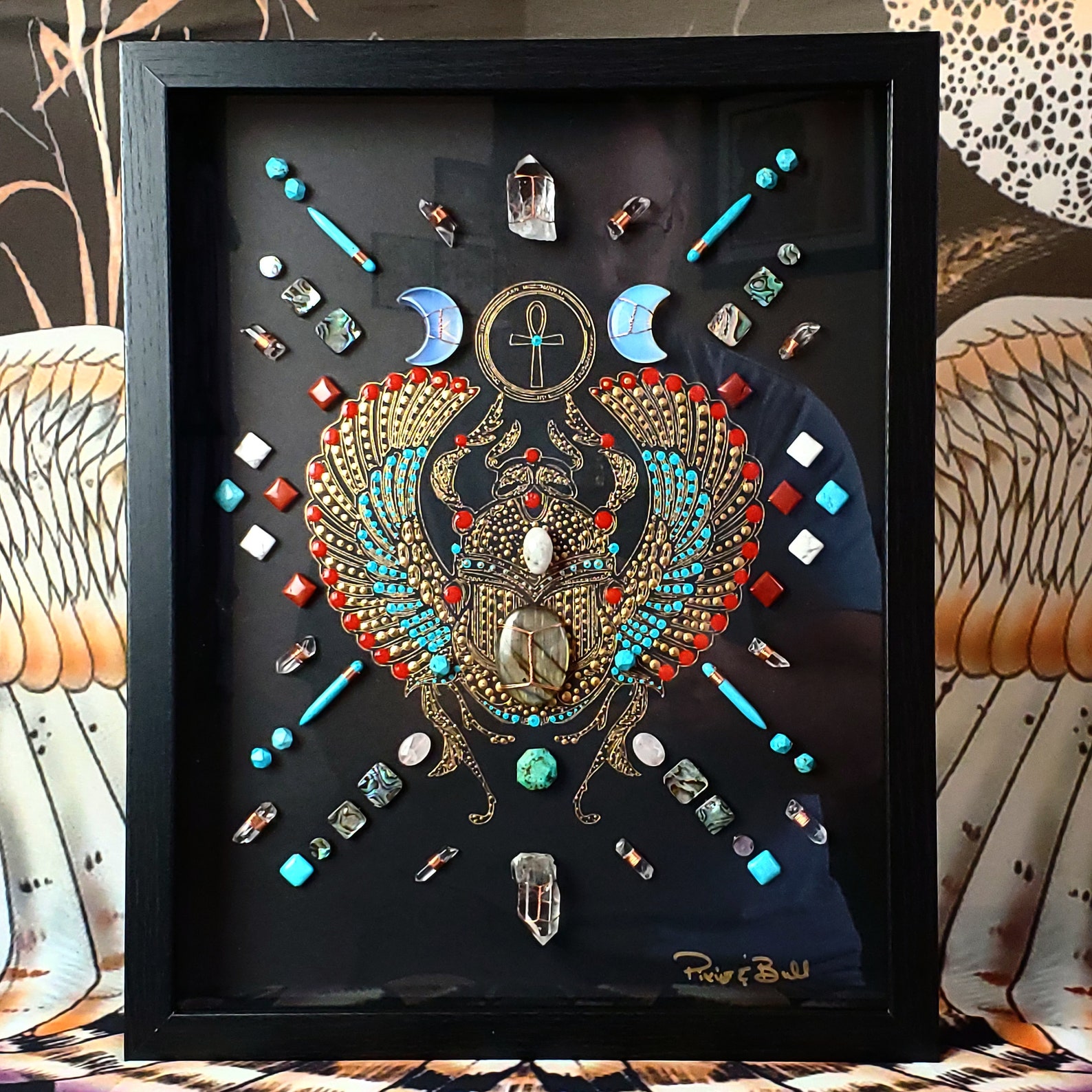 Moon Art Crystal Grid Crystal Art Framed Crystal Art - Etsy