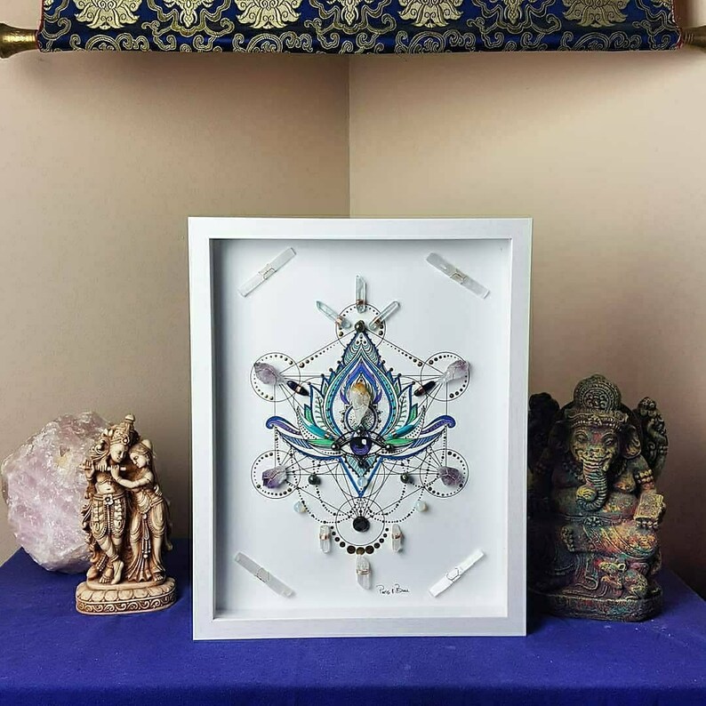 Sacred geometry art crystal grid crystal art framed crystal | Etsy