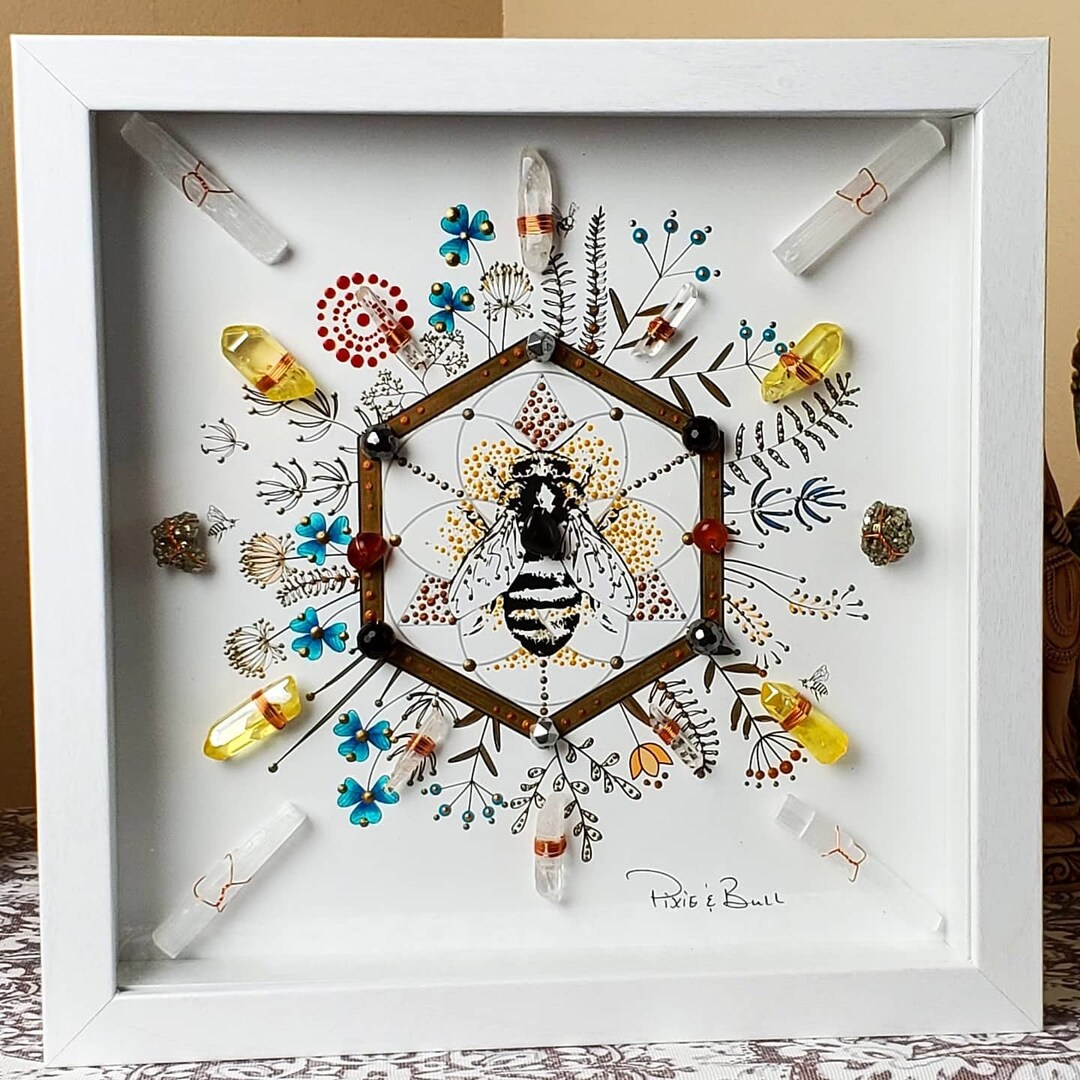 Bee Art, Crystal Grid, Crystal Art, Framed Crystal Art, Honey Bee, Save ...