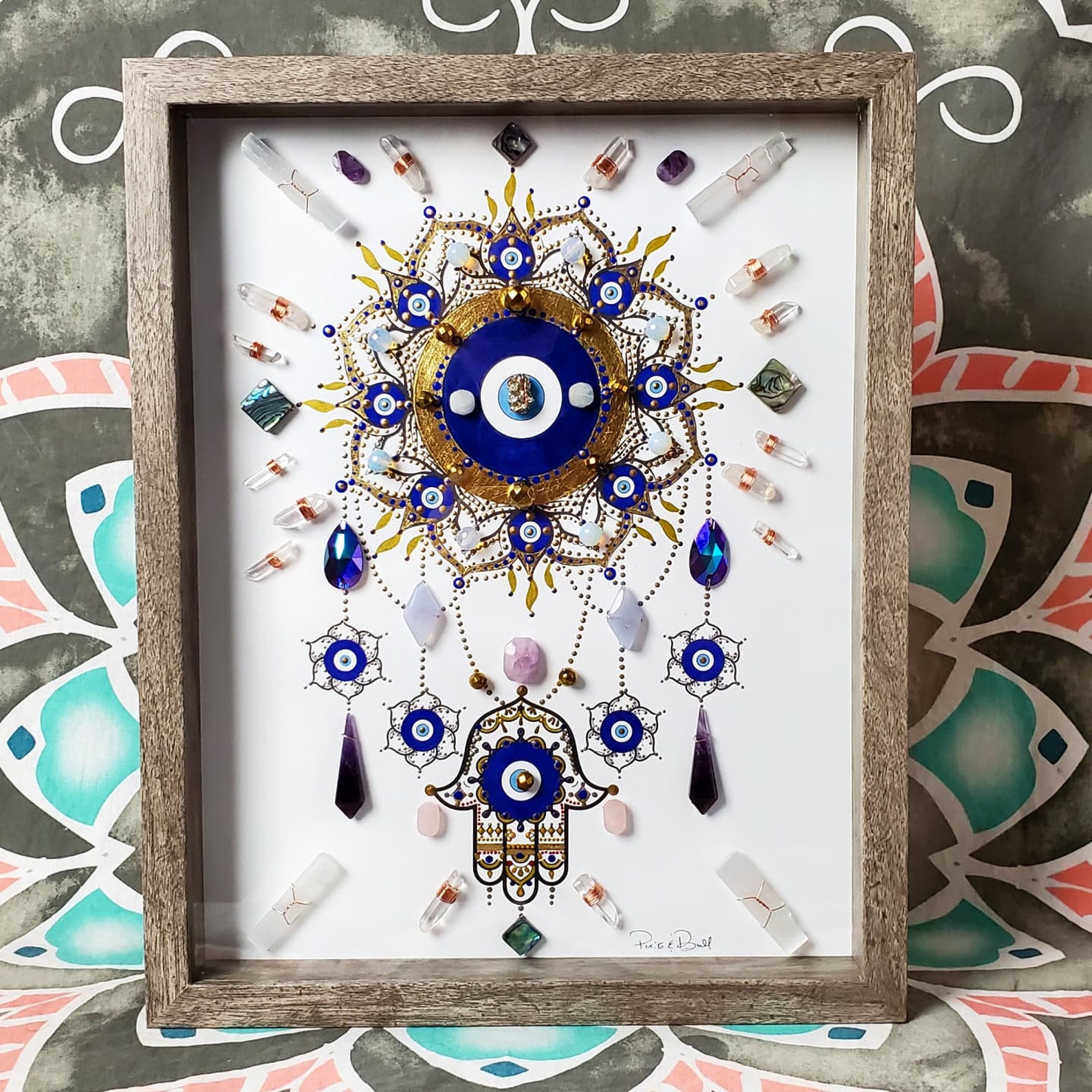 Evil Eye Protection, Crystal Grid, Crystal Art, Framed Crystal Art ...