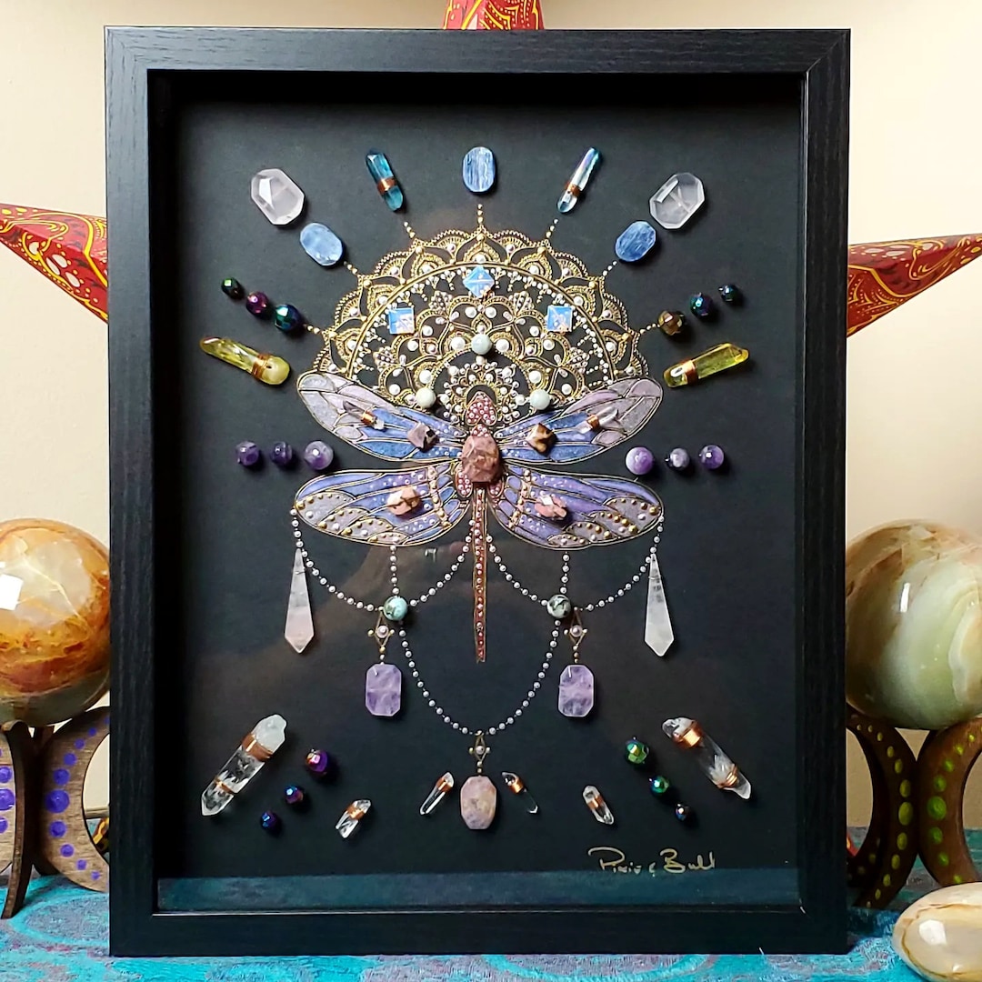 Crystal Art, Framed Crystal Art, Boho Art, Energy Infused Art, Crystal ...