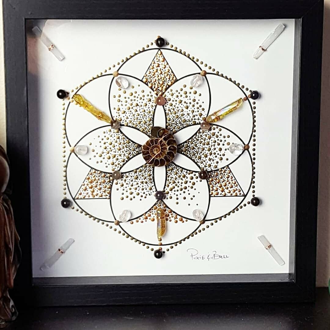 Crystal Art, Framed Crystal Art, Boho Art, Energy Infused Art, Crystal ...