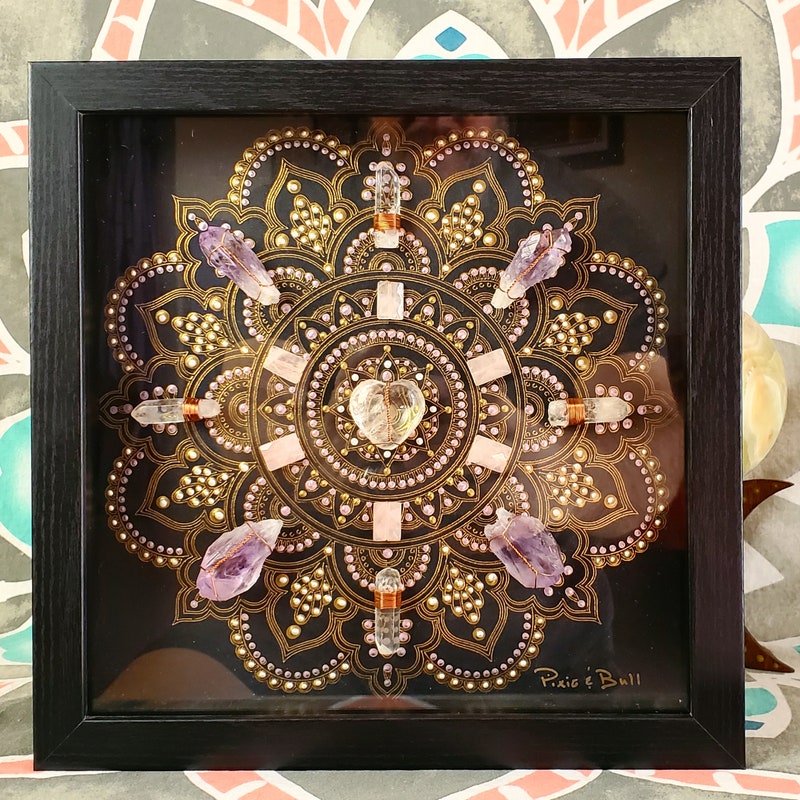 Framed Crystal Grid Art - Etsy