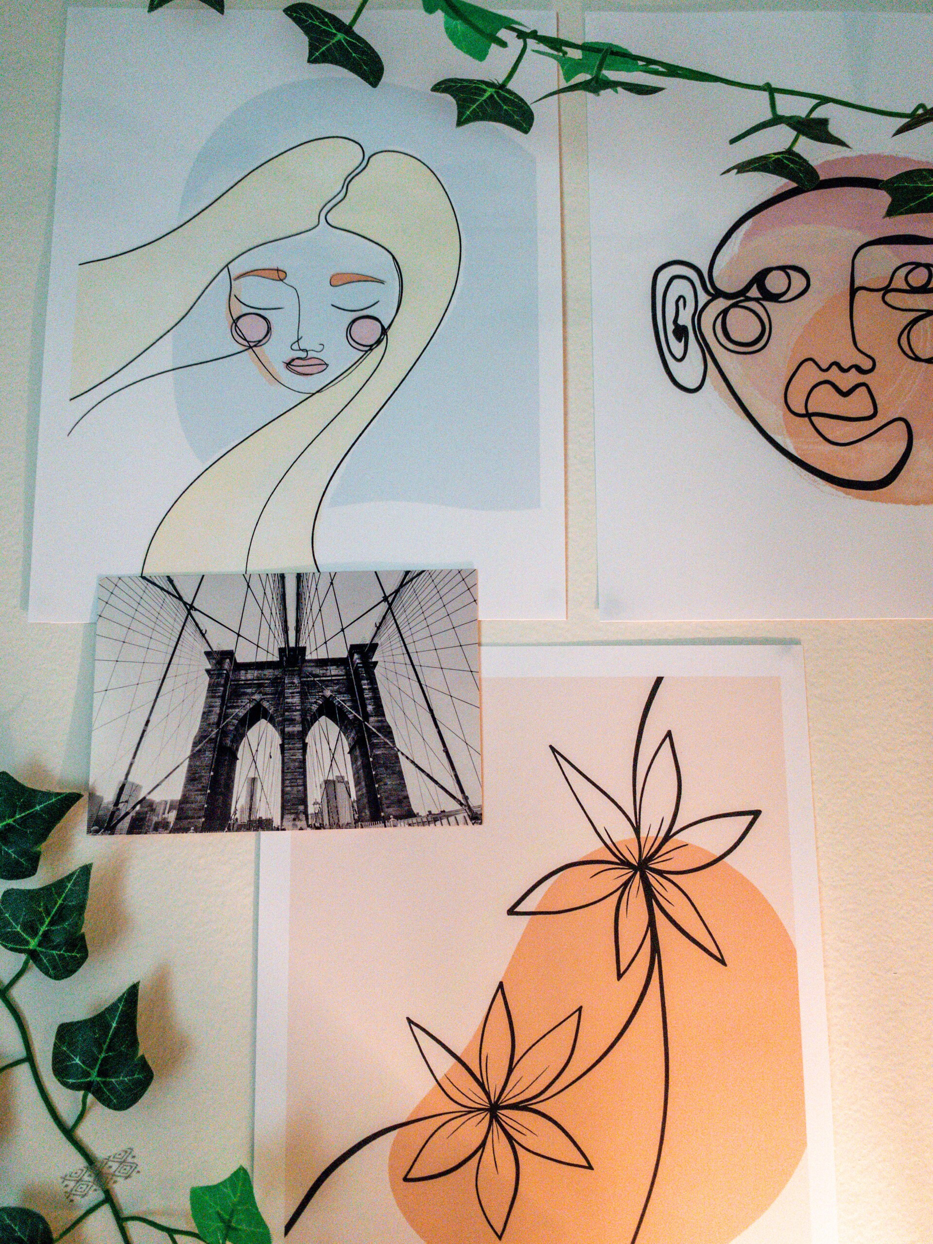 Contour Line Drawing Print Collection | Olive Branch Prints | Wall Art ...