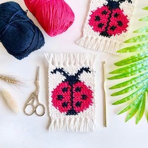 Crochet Pattern | the Little Ladybug Mug Rug | Crochet Mug Rug Pattern ...