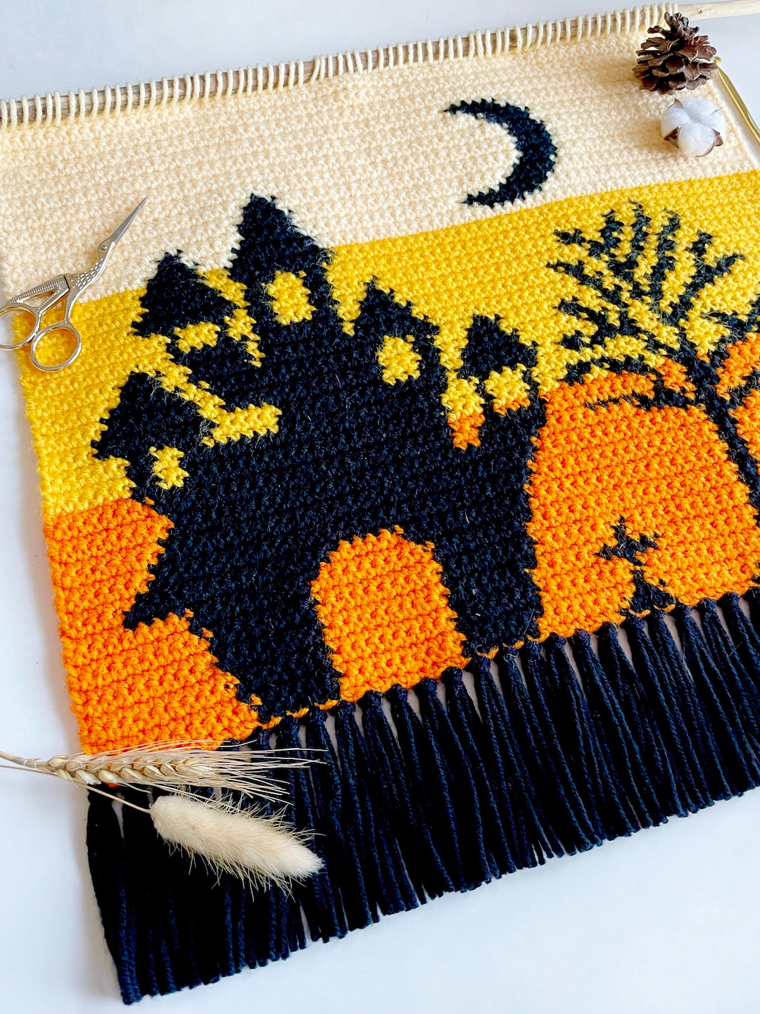 Crochet Pattern | A Very Haunted Wall Hanging | Wall Hanging Crochet ...