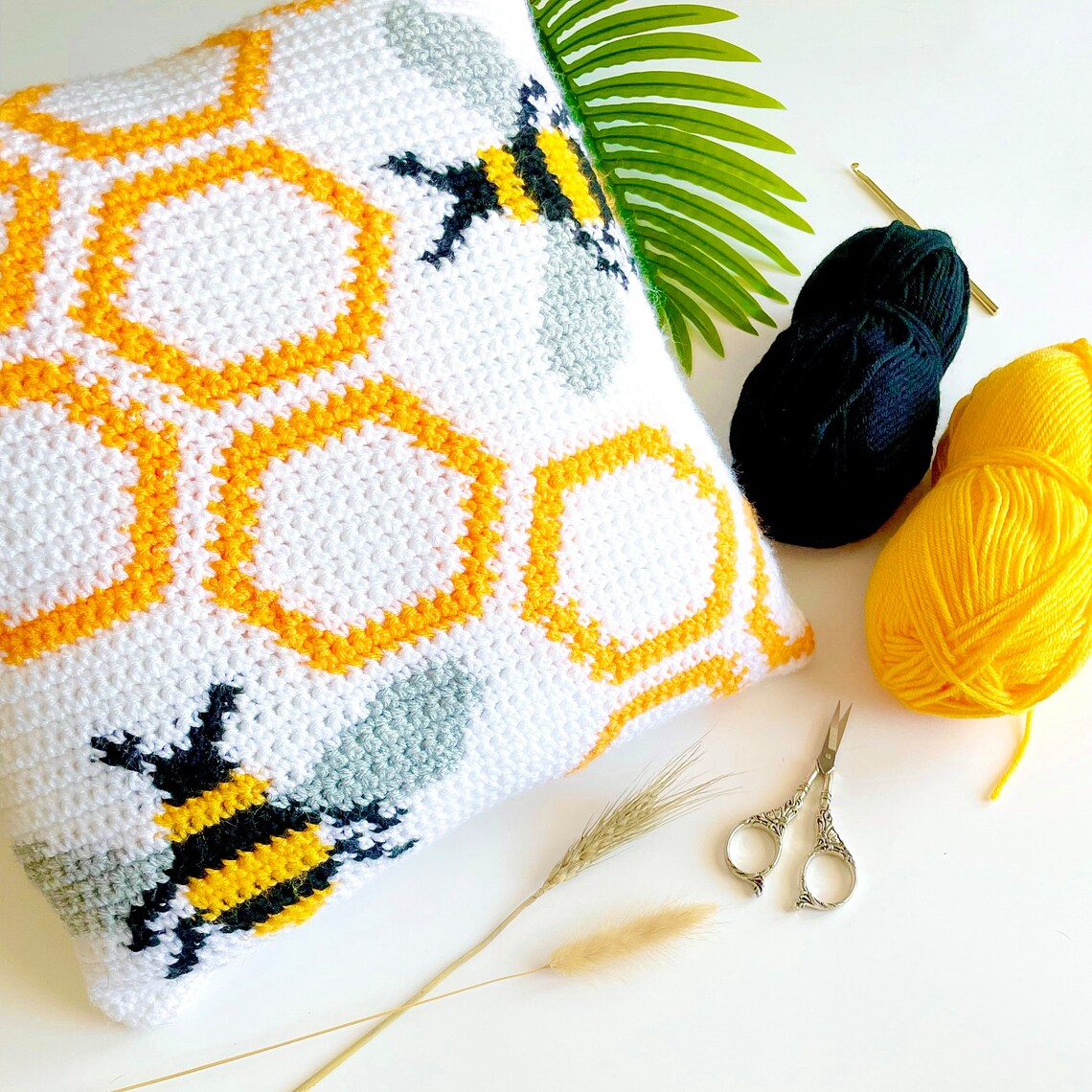 Crochet Pattern | the Bee Hive Pillow | Crochet Pillow Pattern | Bee ...