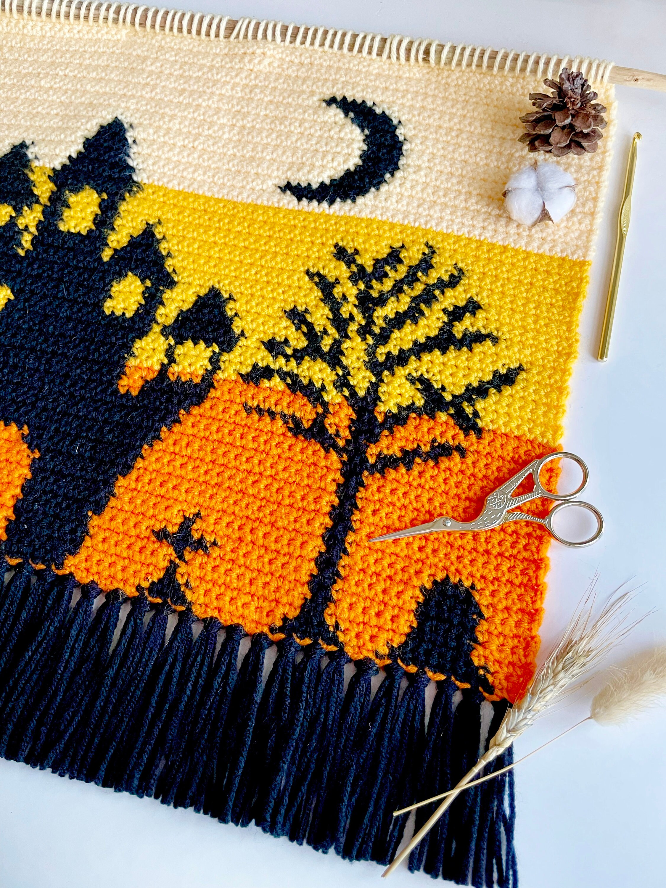 Crochet Pattern | A Very Haunted Wall Hanging | Wall Hanging Crochet ...