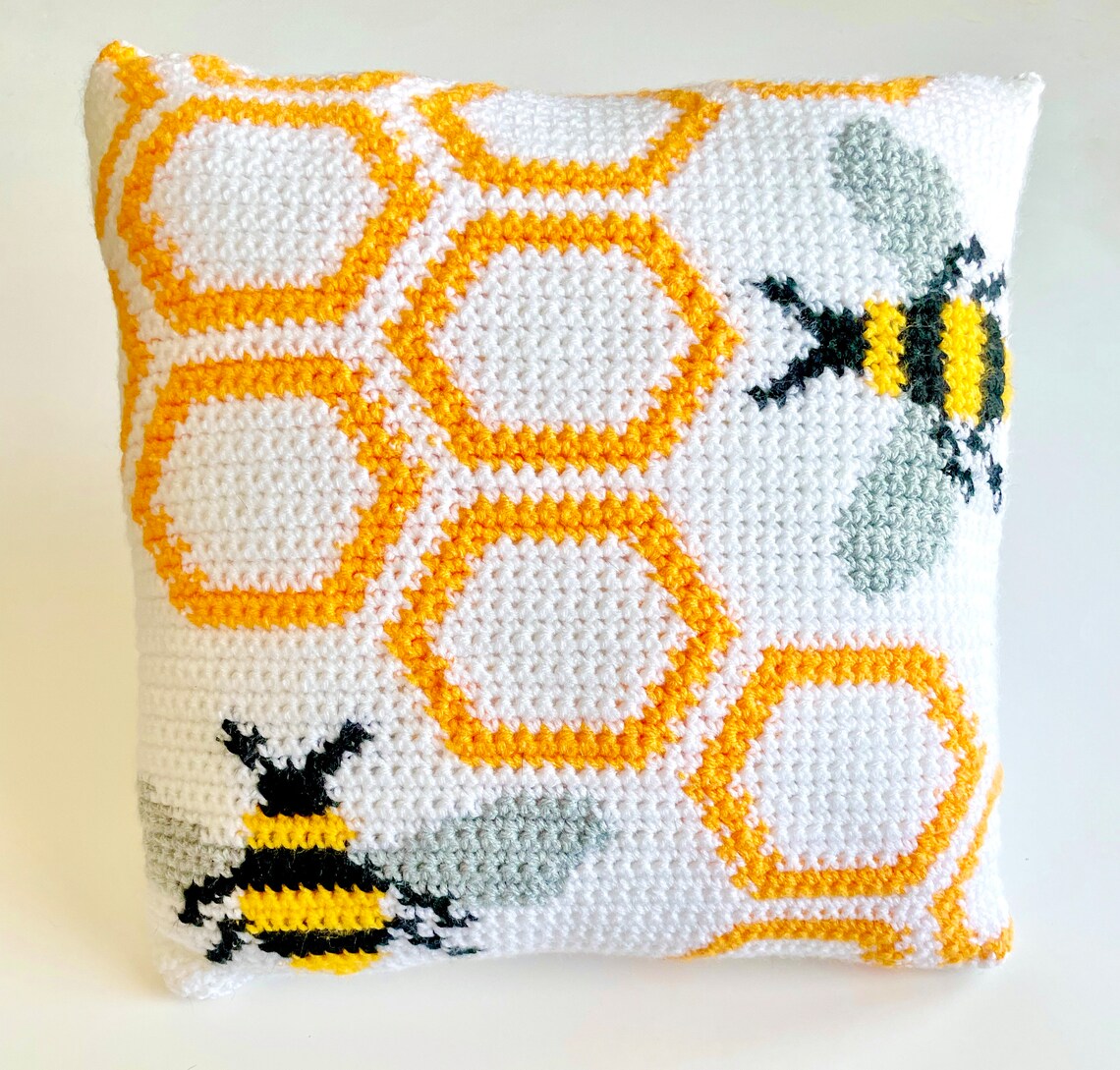 Crochet Pattern | the Bee Hive Pillow | Crochet Pillow Pattern | Bee ...