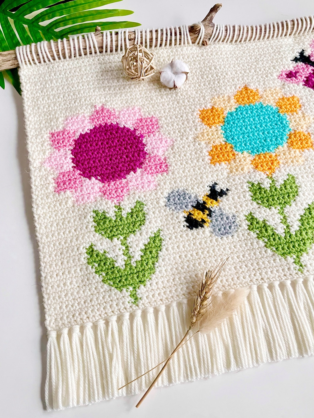 Crochet Pattern | the Flower Trio Wall Hanging | Crochet Wall Hanging ...