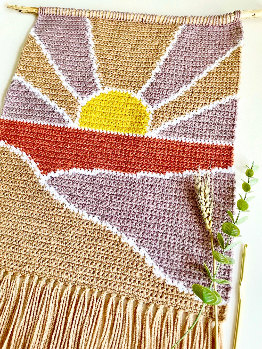 Crochet Pattern | the Sunset Peak Wall Hanging | Wall Hanging Crochet ...