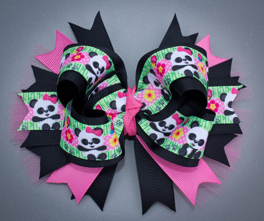 Panda Bow, Panda Hair Bow, Panda Birthday, Panda Party, Large Panda Bow ...