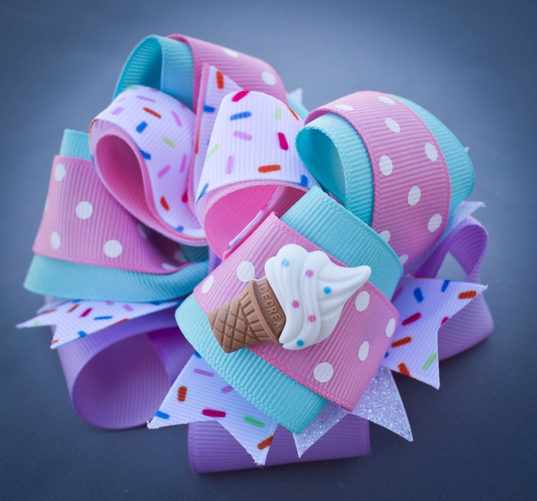 Ice Cream and Sprinkles Birthday Bow, Ice Cream Party, Ice Cream ...