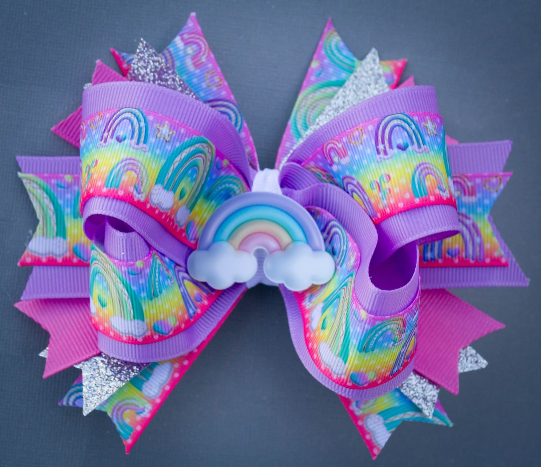 5 1/2" Rainbow Hair Bow, Rainbow Bow, Rainbow Party, Rainbow Birthday ...