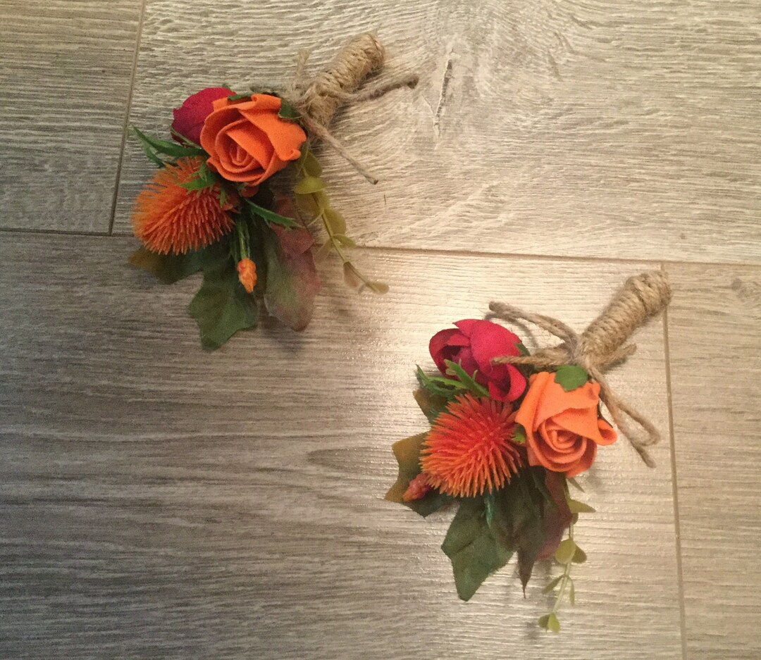 Buttonholes, Wedding, Orange. - Etsy