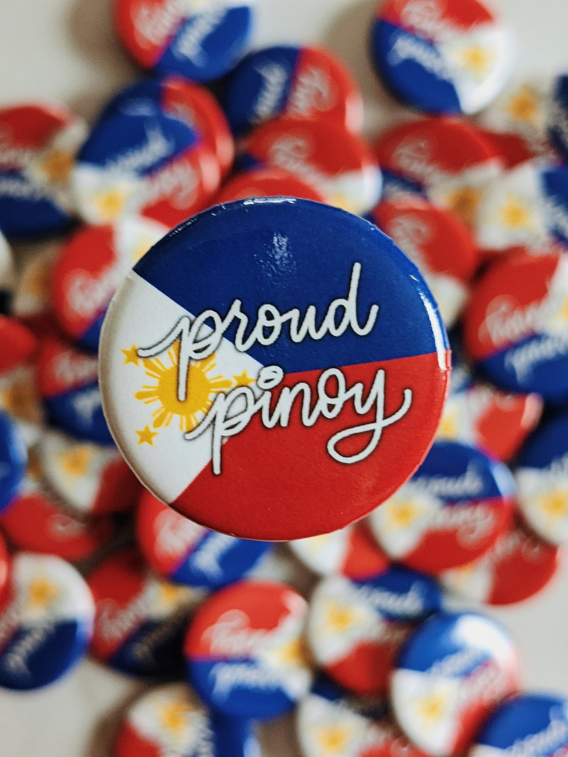 Proud Pinoy 1.25" Pinback Button, Filipino, Filipina, Philippines ...