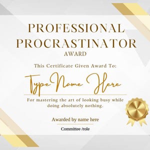 Hilarious Workplace Achievement Awards Set of 15 | Editable Canva ...