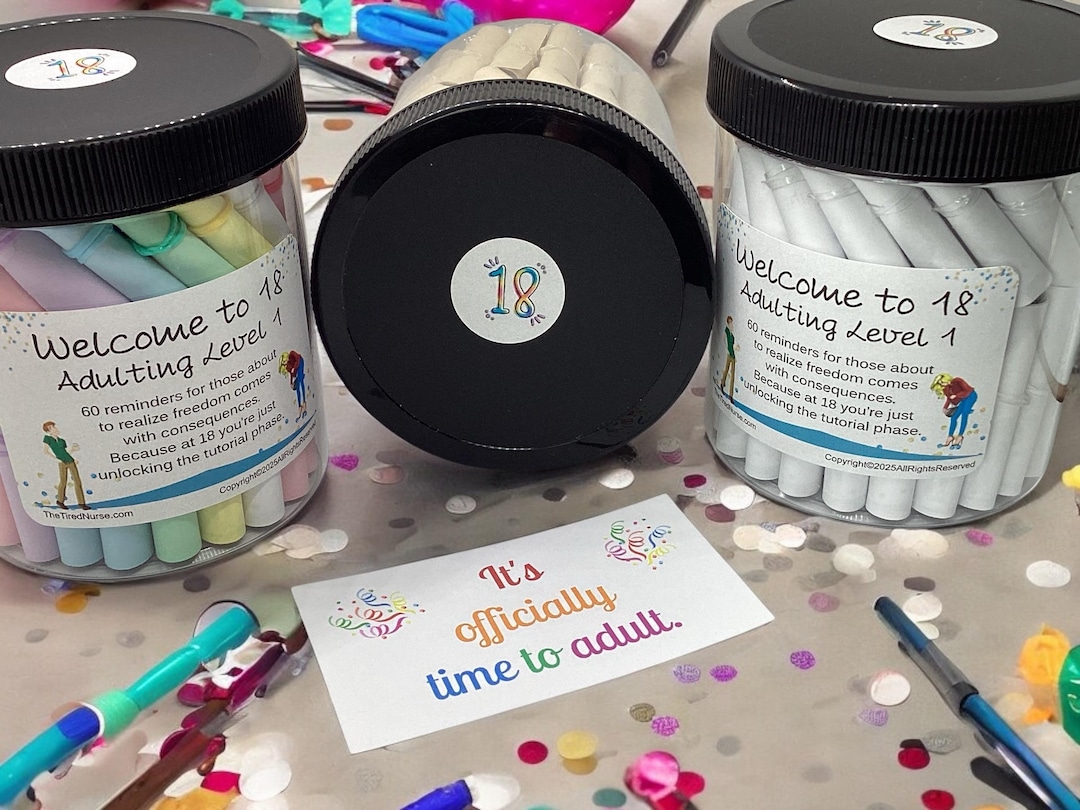 18th Birthday Affirmation Jar| "welcome to 18 – Adulting Level 1 ...