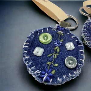 Upcycled Vintage Denim Keychains - Handmade With Original Navy & White ...