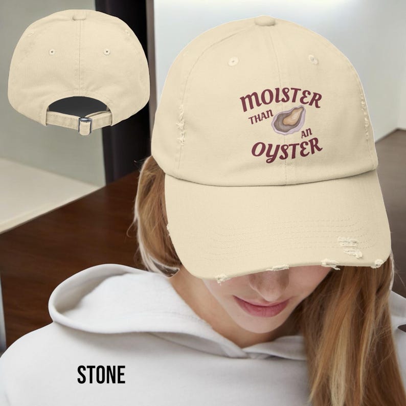 Moister Than an Oyster Hat | Naughty Distressed Dad Cap | Funny Sexual ...