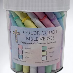 NEW Color-coded Bible Verses Affirmation Jar 60 Scrolls in Pastel ...