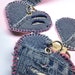 Handmade Heart-shaped Upcycled Vintage Denim Keychain Peek-a-boo Floral ...