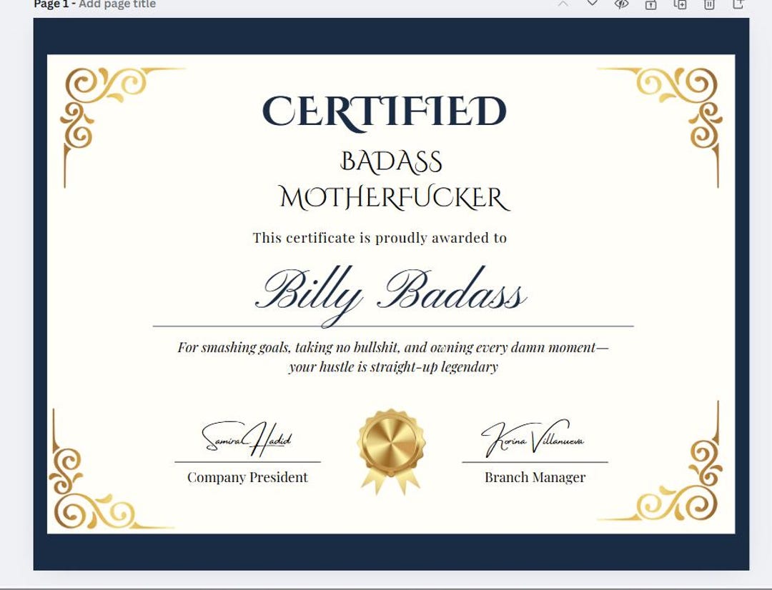 Funny Badass Award Certificates: Edgy Printable Gift Set (editable) - Etsy