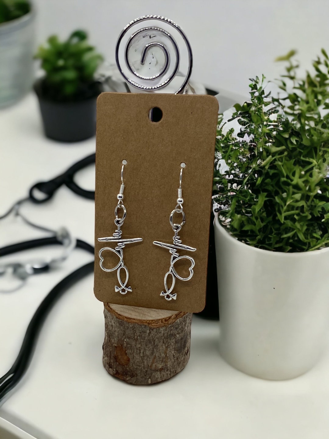 Nursing Heartbeat Stethoscope Heart Dangle Earrings Perfect - Etsy