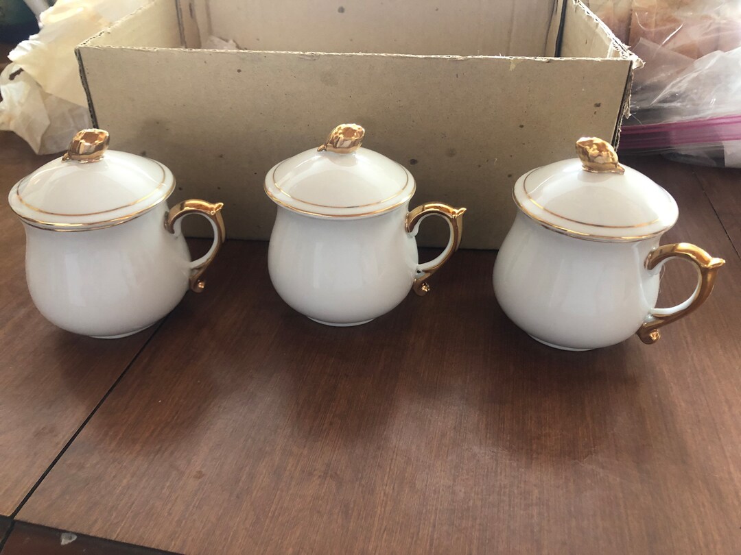 Pots De Cream Vintage by Shafford Golden Heirloom Pattern Set - Etsy