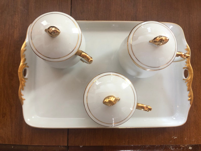Pots De Cream Vintage by Shafford Golden Heirloom Pattern Set of 3 Pots ...