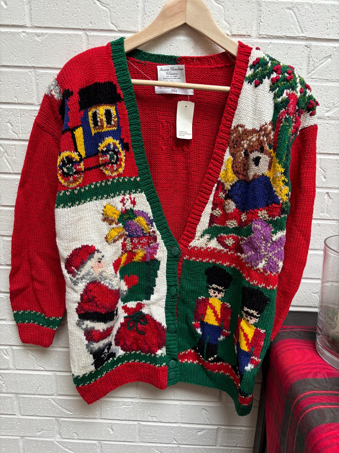 Christmas Marissa Christina Christmas Classic 1992 Cardigan Size L - Etsy