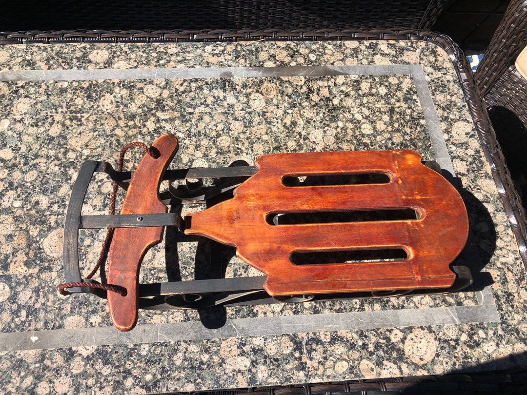 Wooden and Wrought Iron Vintage Sled. - Etsy