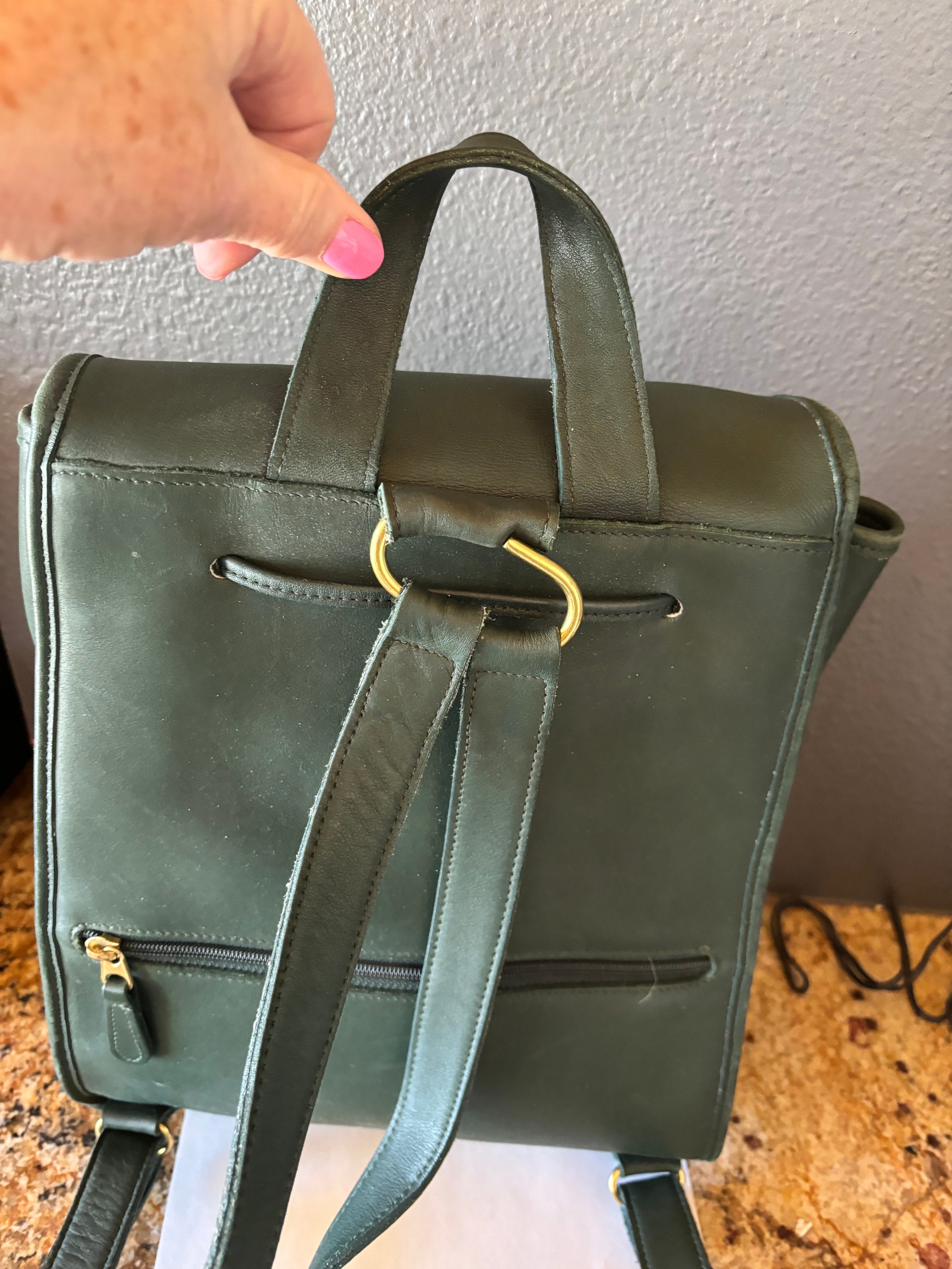 Coach Vintage Preowned RARE Bottle Green Rucksack Backpack Coach Vintage Preowned RARE Bottle Green Rucksack Backpack
