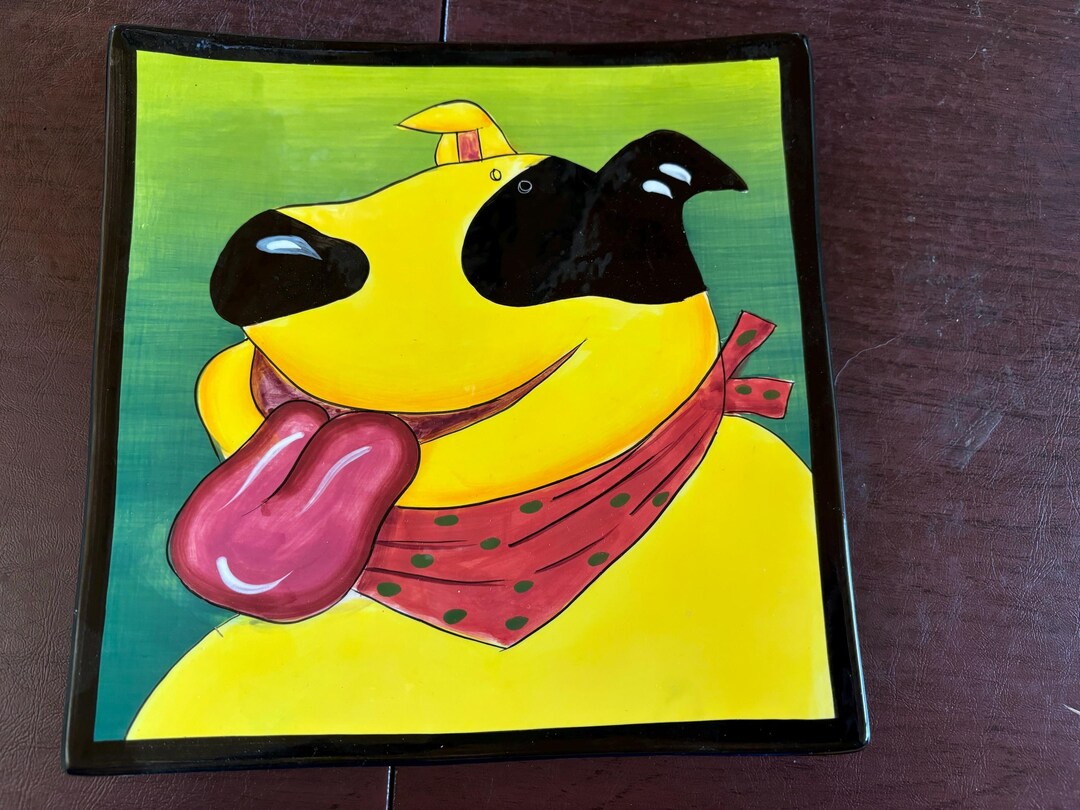 Naylor Designs NWT Hand Painted Ceramic Wall Art With Dog - Etsy
